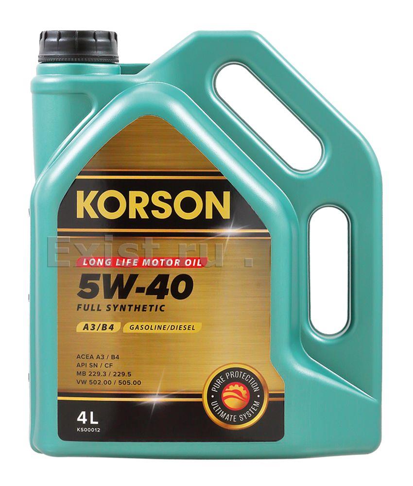 Масло моторное синтетическое "Full Syntehtic A3/B4 5W-40", 4л Korson ...